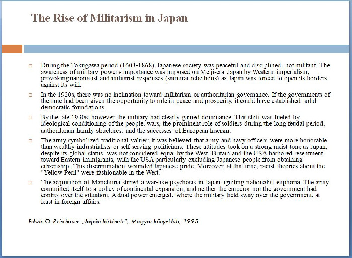 The Rise of Militarism in Japan :: Szemlélek
