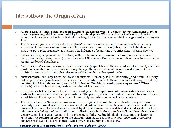 Ideas About the Origin of Sin :: Szemlélek